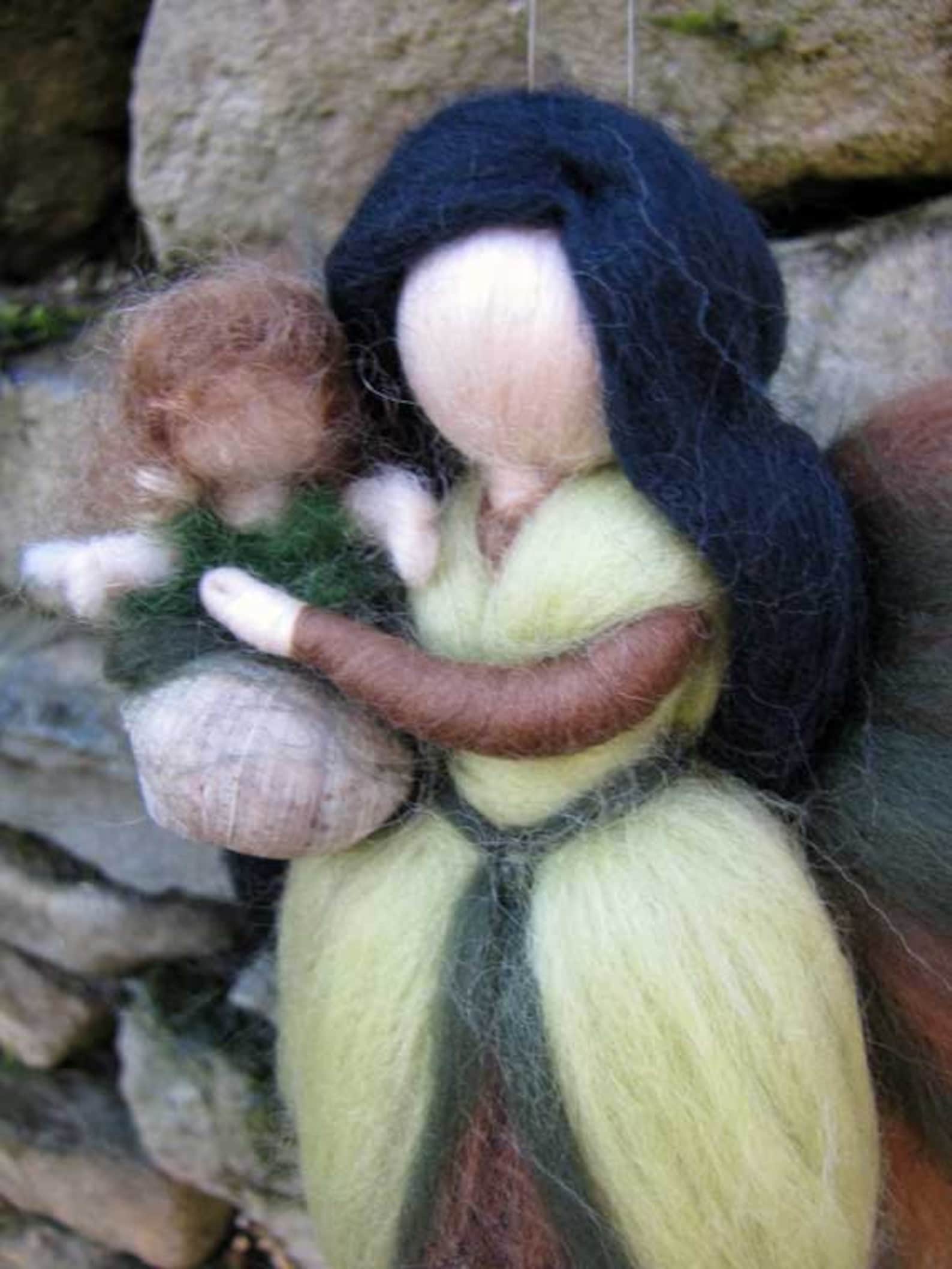 XYLIA Needle Felted Wool Fairy With Babynature Fairy | Etsy