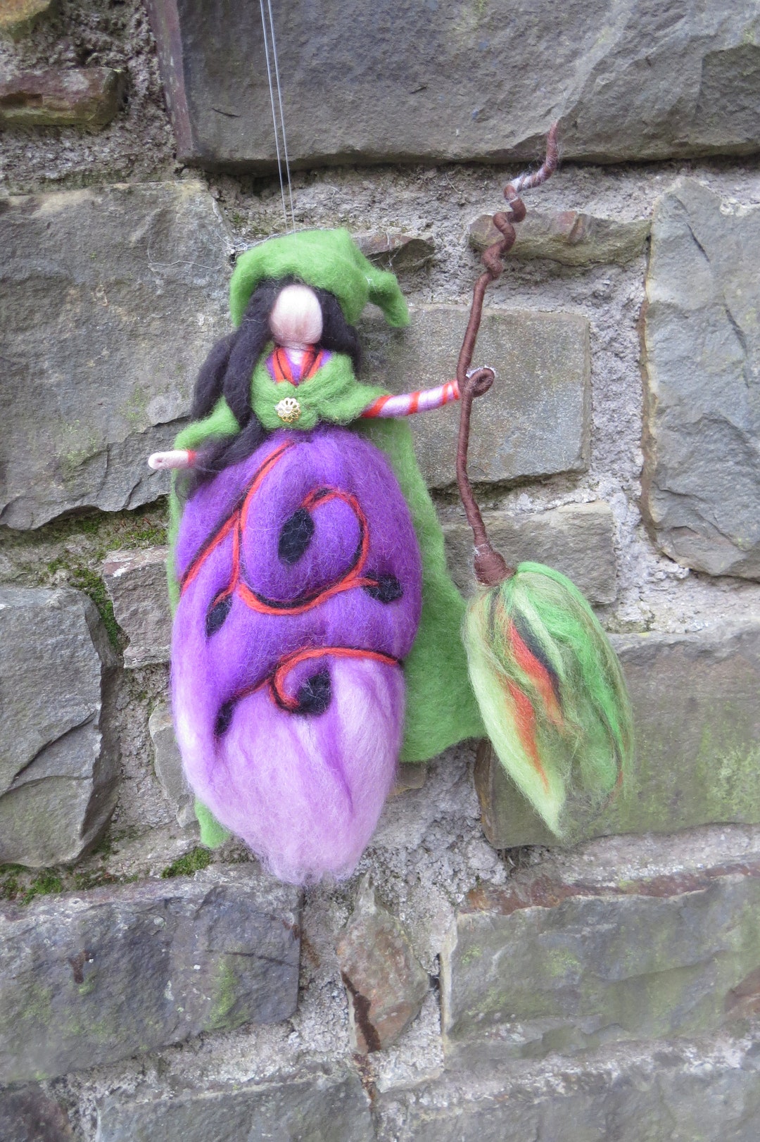 Felted Witch, Needle Felted From Wool, Waldorf Inspired, Seasonal Table ...