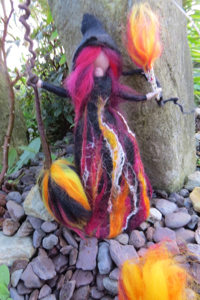 Blaze Fire Witch - Felted Witch, Neddle Felted and Wet Felted - Etsy