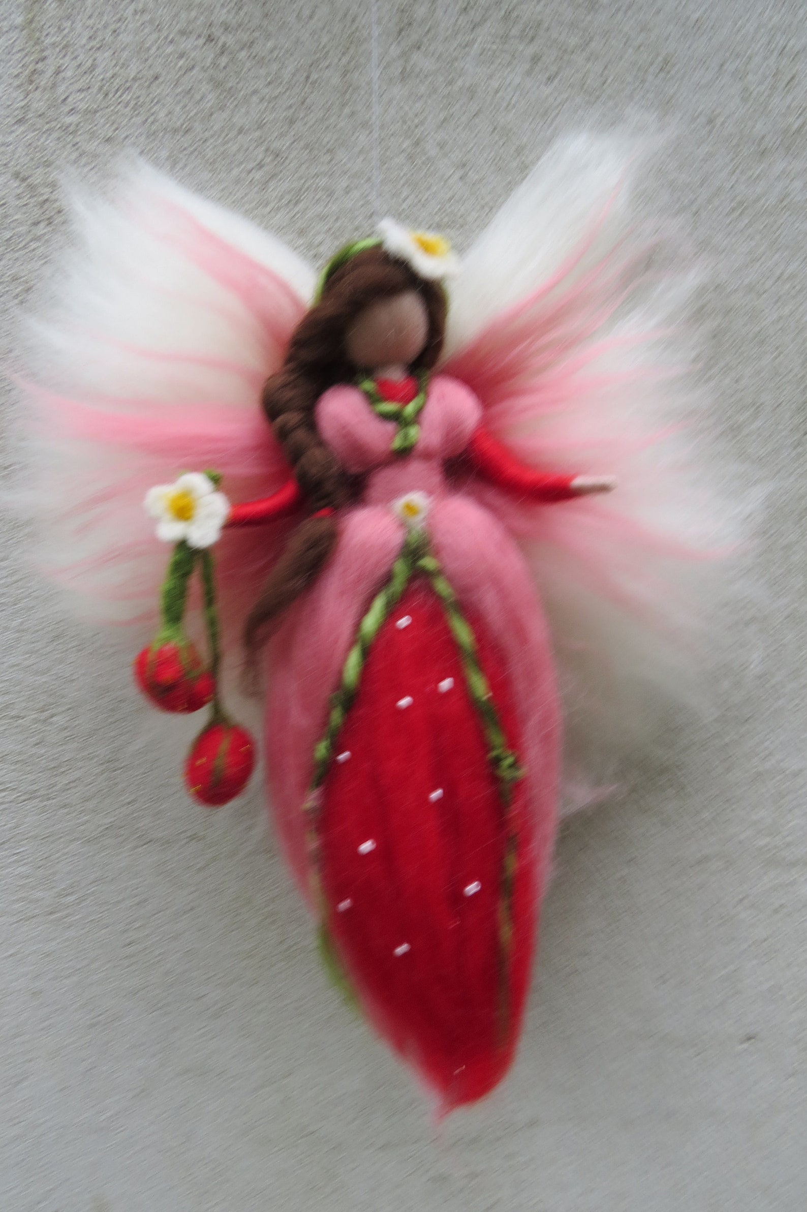 Needle Felted Wool Fairy, Strawberry Fairy, Waldorf Inspired Fairy Doll ...
