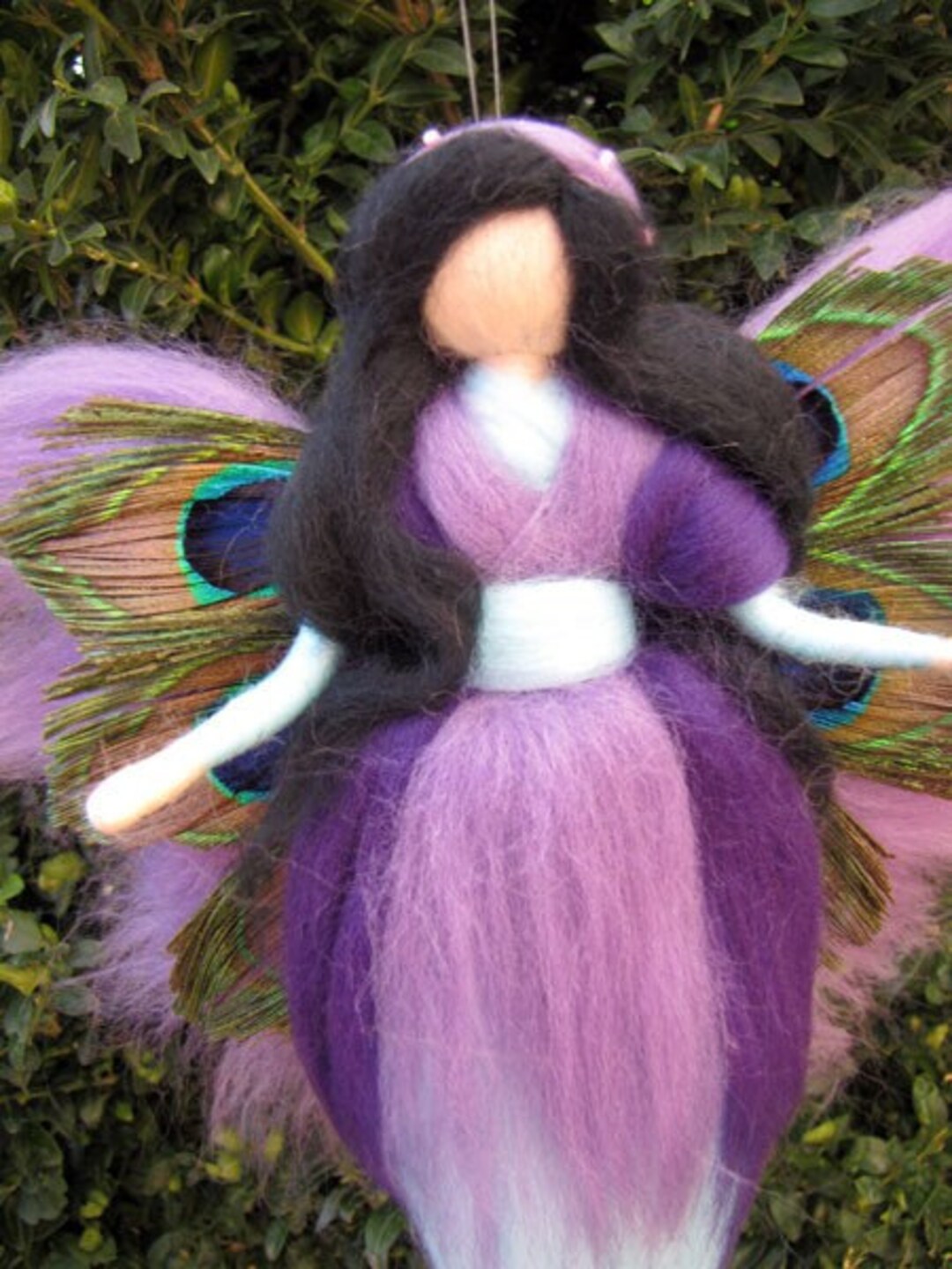 Needle Felted Wool Fairy With Peakhawk Feathers, Waldorf Inspired Fairy ...