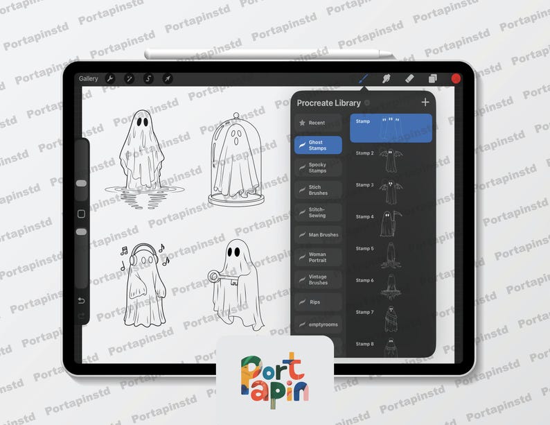 30 Sheet Ghost Tattoo Procreate Stamps | Minimalist Halloween Tattoos ...