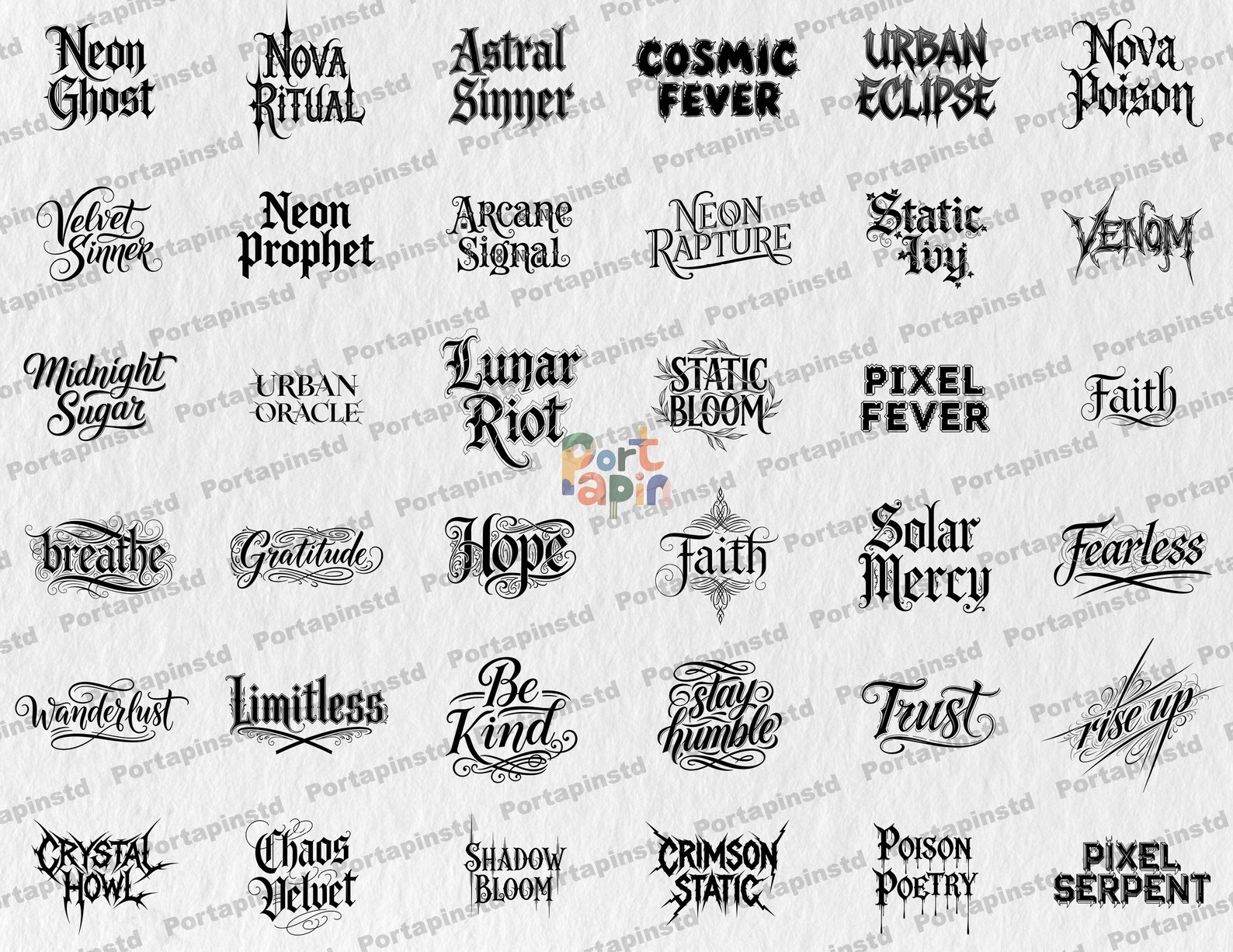200 Tattoo Quote Stamps | Gothic Lettering Procreate Brushes ...