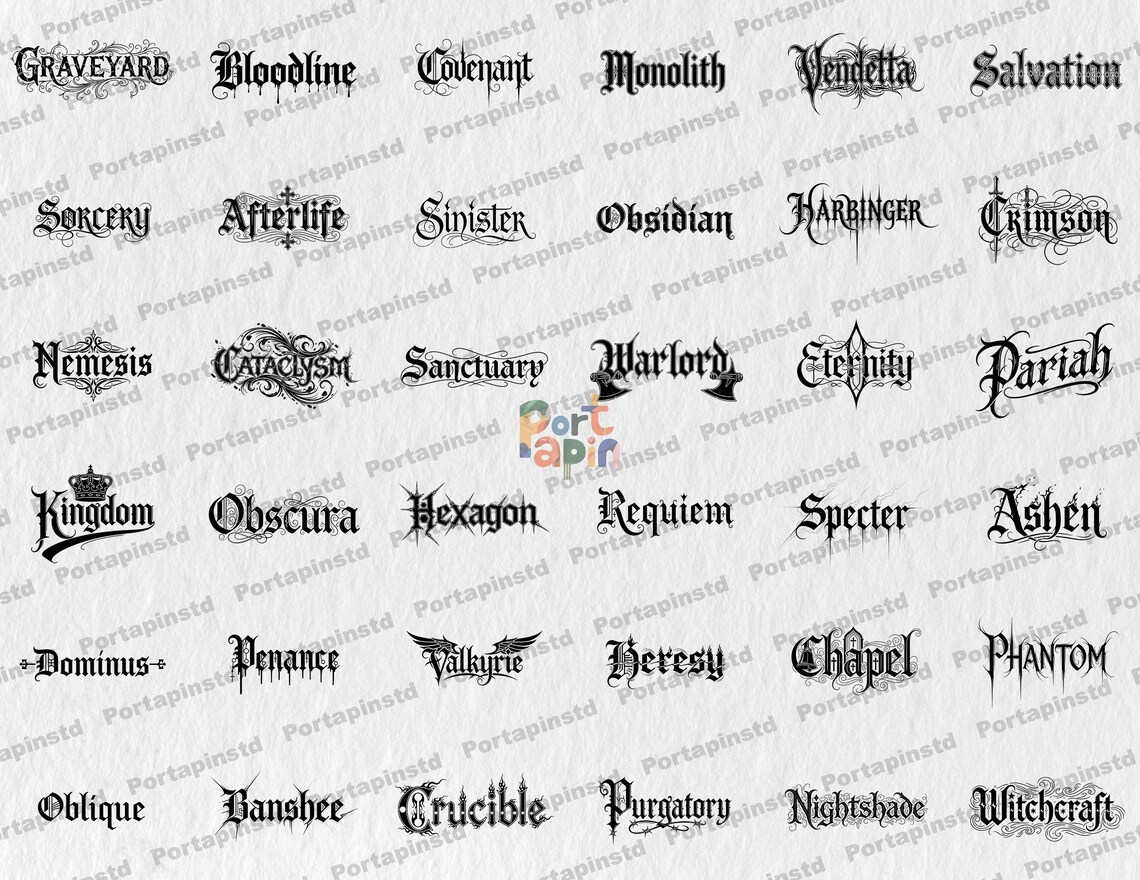 200 Tattoo Quote Stamps | Gothic Lettering Procreate Brushes ...