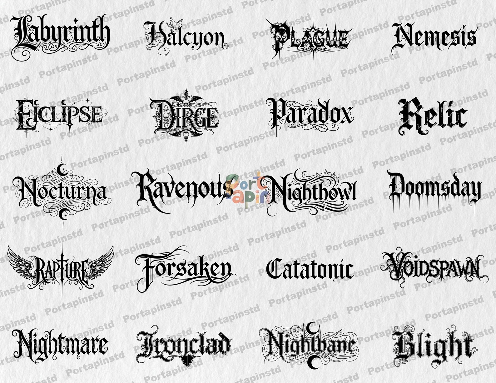 200 Tattoo Quote Stamps | Gothic Lettering Procreate Brushes ...