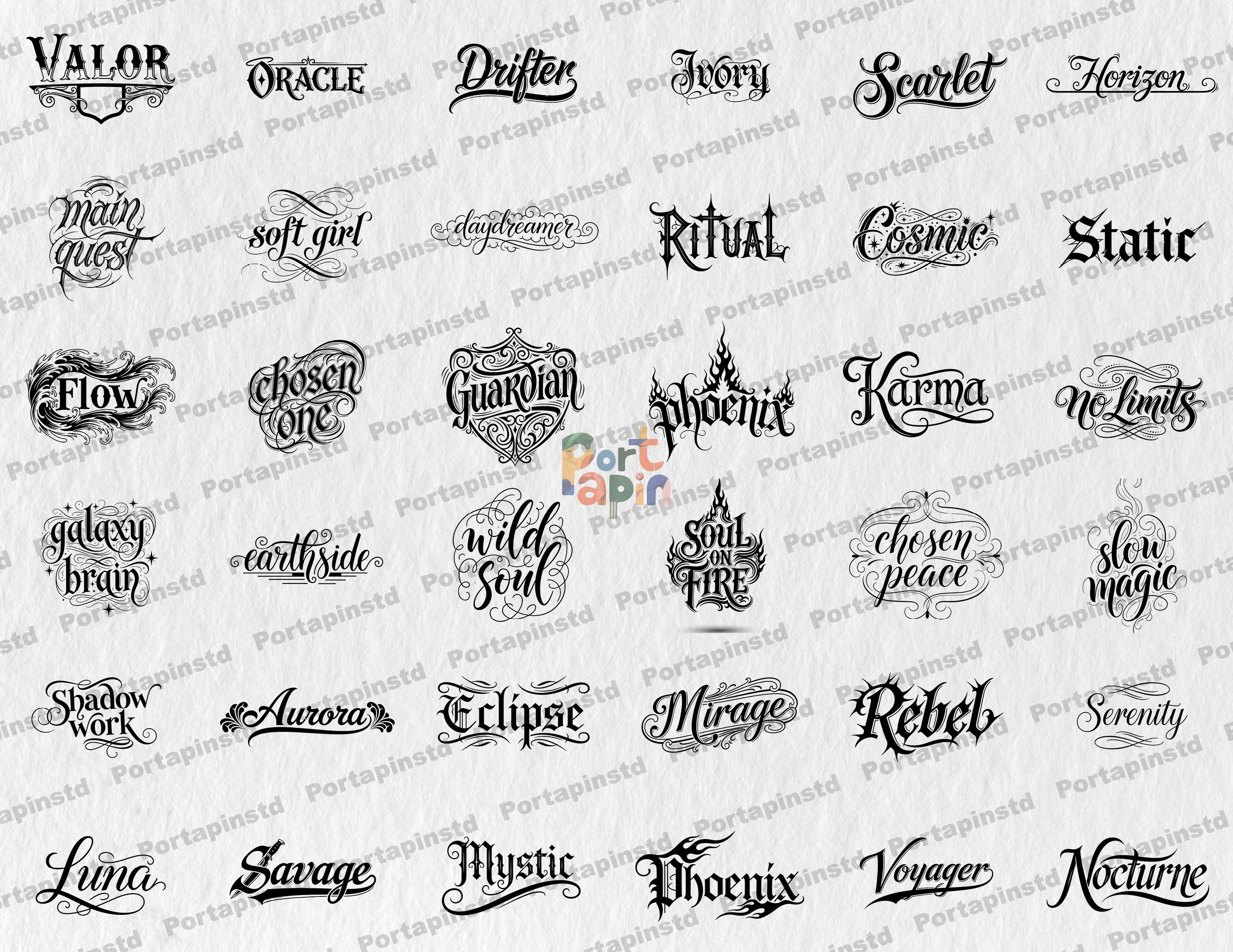 200 Tattoo Quote Stamps | Gothic Lettering Procreate Brushes ...