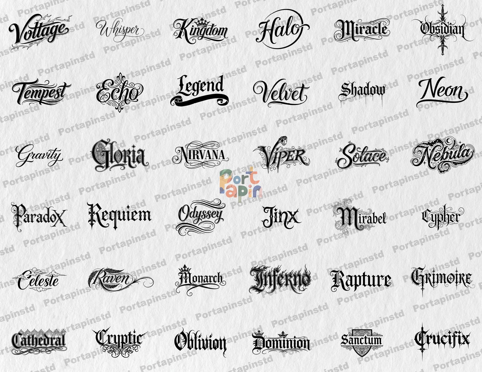 200 Tattoo Quote Stamps | Gothic Lettering Procreate Brushes ...
