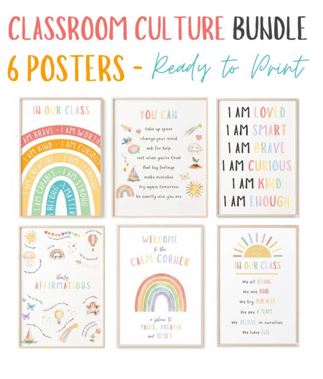Classroom Culture Bundle, SEL Affirmations, Calm Corner Posters ...