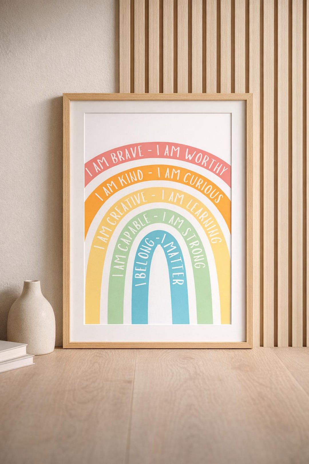 Kids Rainbow Affirmation Poster, Positive Self Talk Wall Art (digital ...
