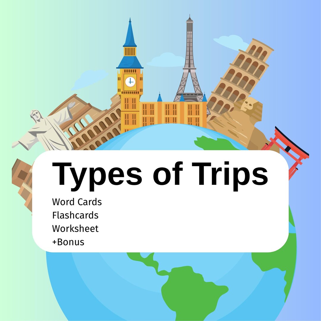 Types of Trips Vocabulary | Flashcards + Worksheet - Etsy