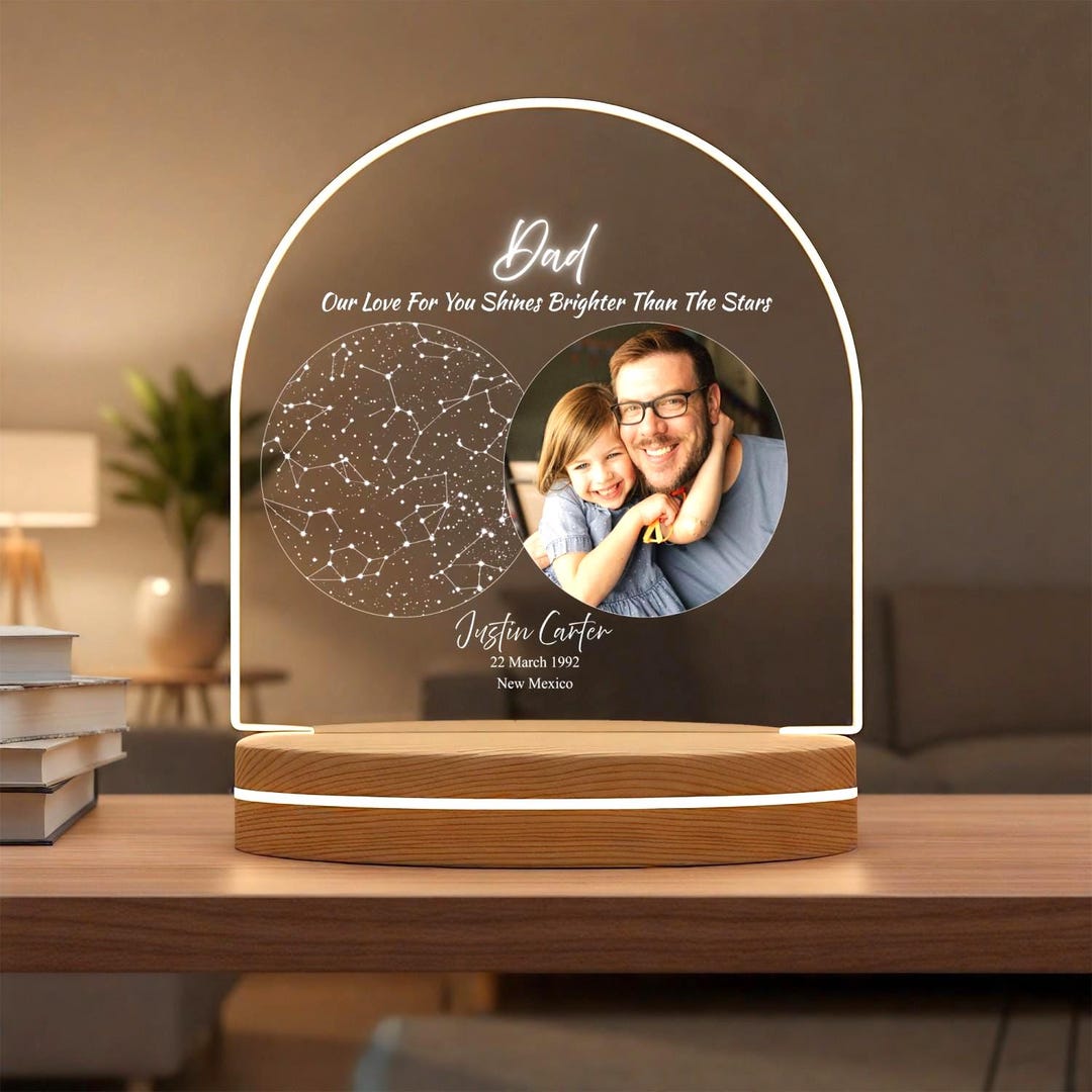 Personalized Photo Star Map LED Night Light for Dad – Custom Acrylic ...