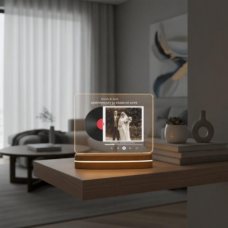 Personalized 50th Anniversary LED Lamp, Custom Photo Night Light ...