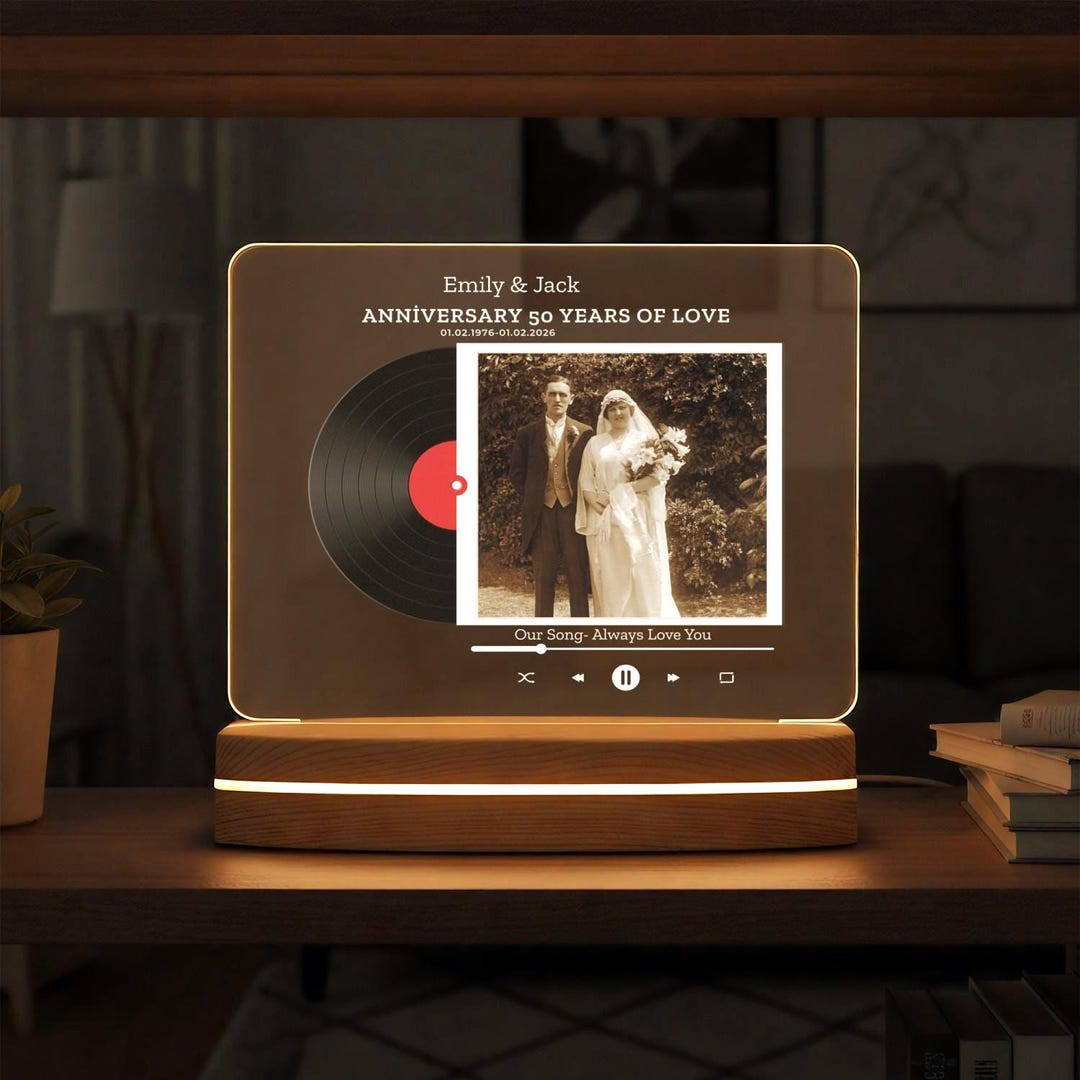 Personalized 50th Anniversary LED Lamp, Custom Photo Night Light ...
