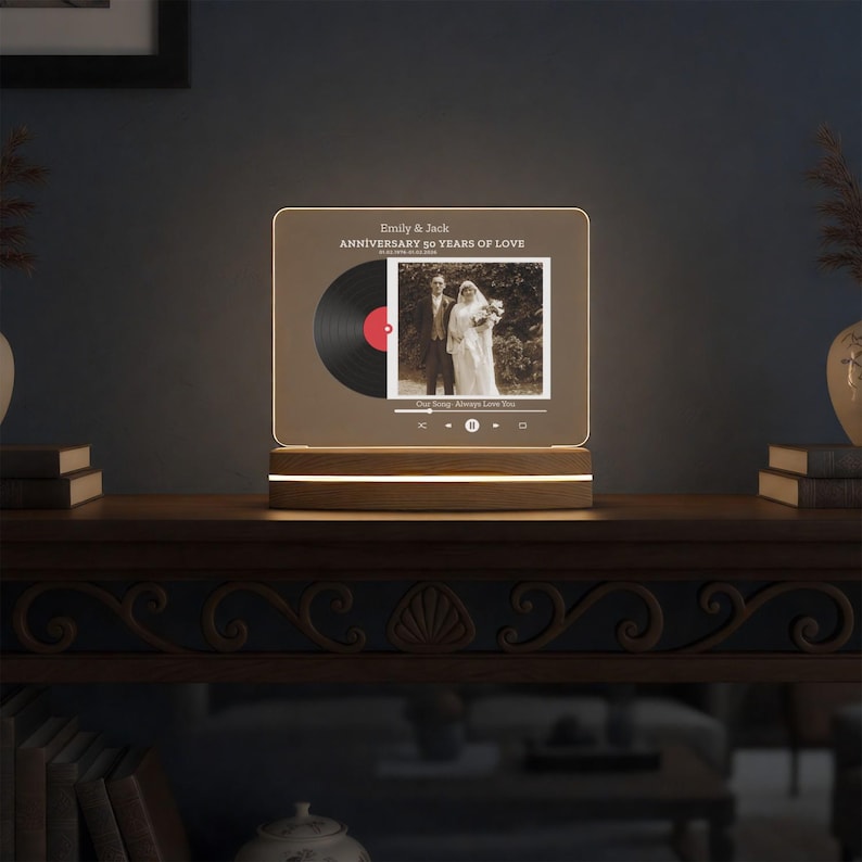 Personalized 50th Anniversary LED Lamp, Custom Photo Night Light ...