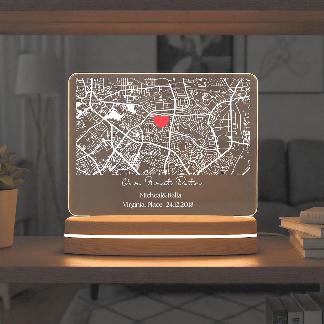 Personalized Map LED Lamp – Custom Location Night Light for Valentine’s ...