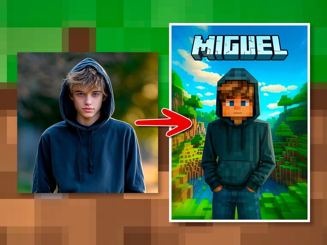 Custom Pixel Art Portrait: 3D Block Avatar, Gamer Gift (digital Print ...