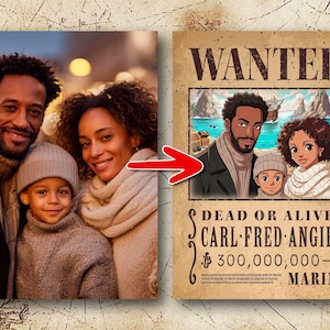 Custom Anime Wanted Poster: Personalized Pirate Portrait (digital ...