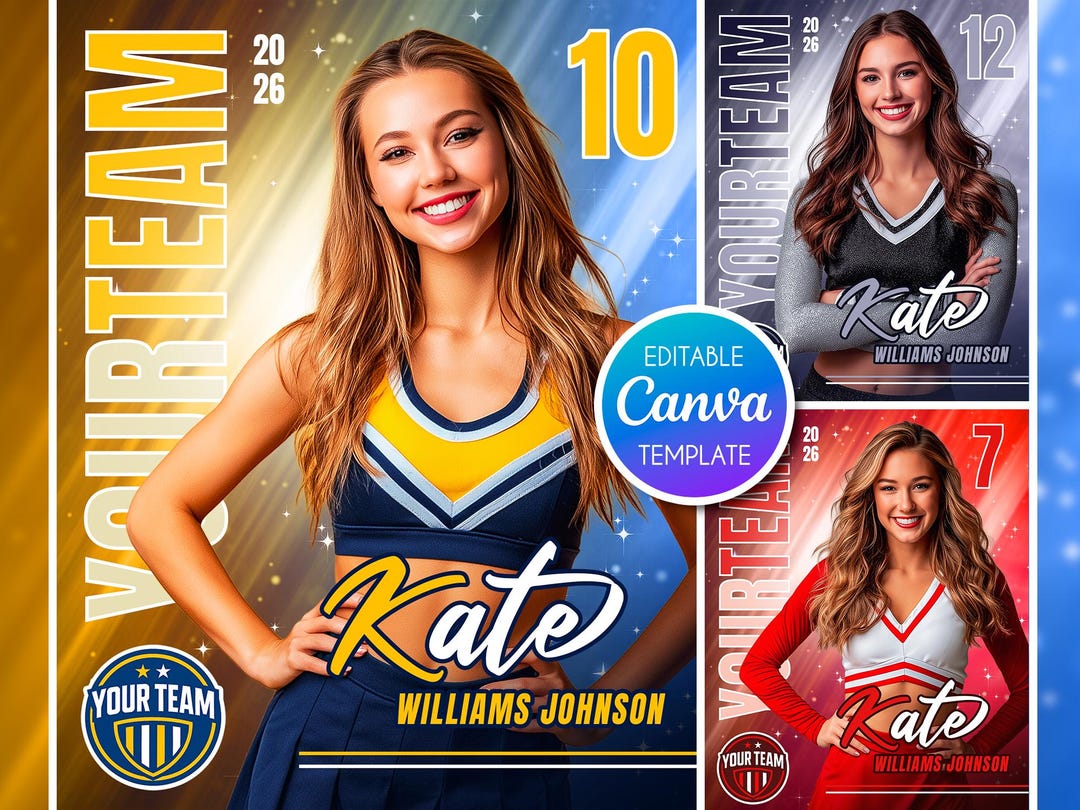 Cheerleader Canva Template: Dance Poster, Cheerleading Sports Cards ...