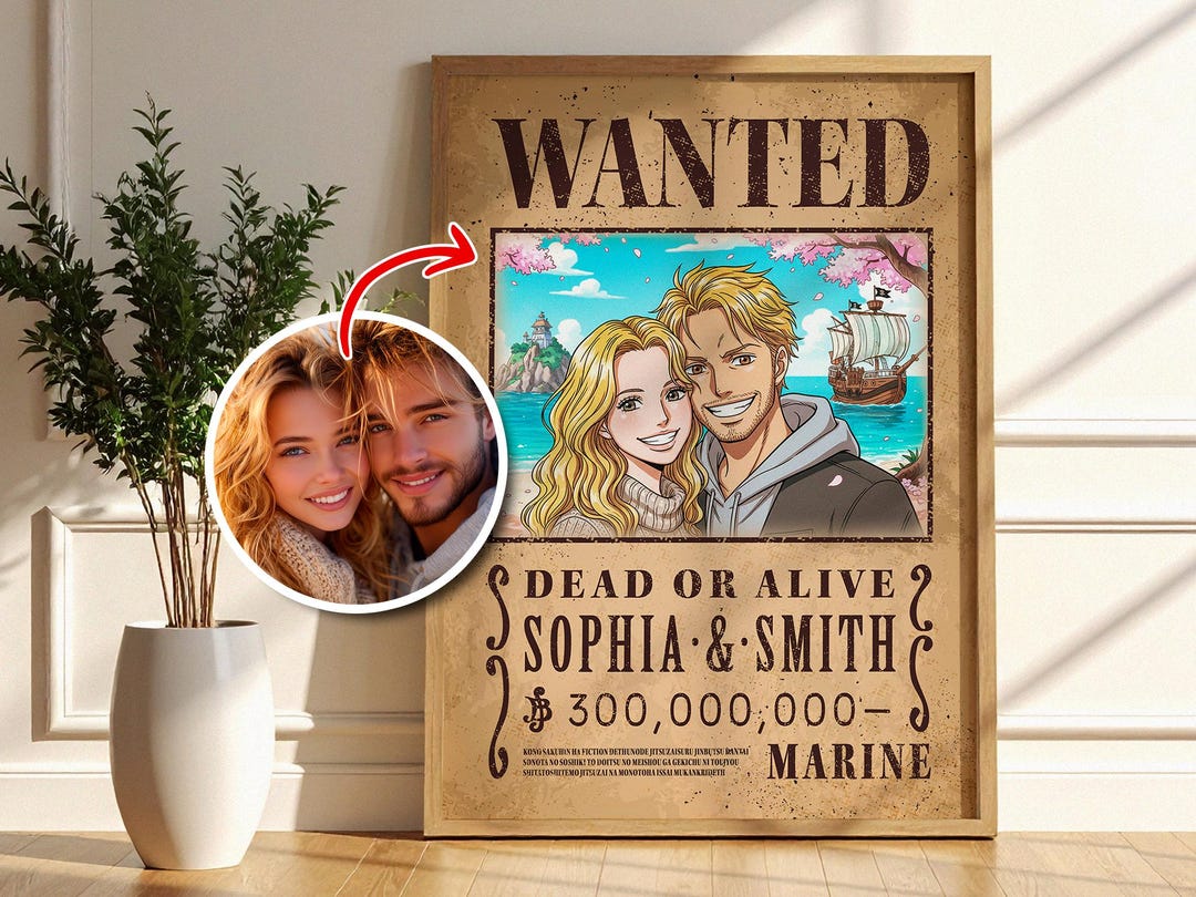 Custom Anime Wanted Poster: Personalized Pirate Portrait (digital ...