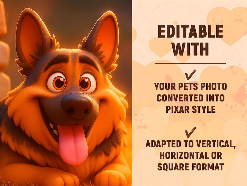 Custom Pixar Style Pet Portrait: Digital Cartoon Art (digital Download ...