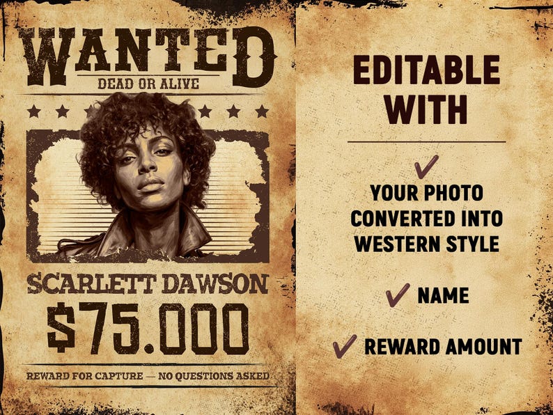 Custom Wanted Portrait Poster: Personalized Western Cowboy From Photo ...