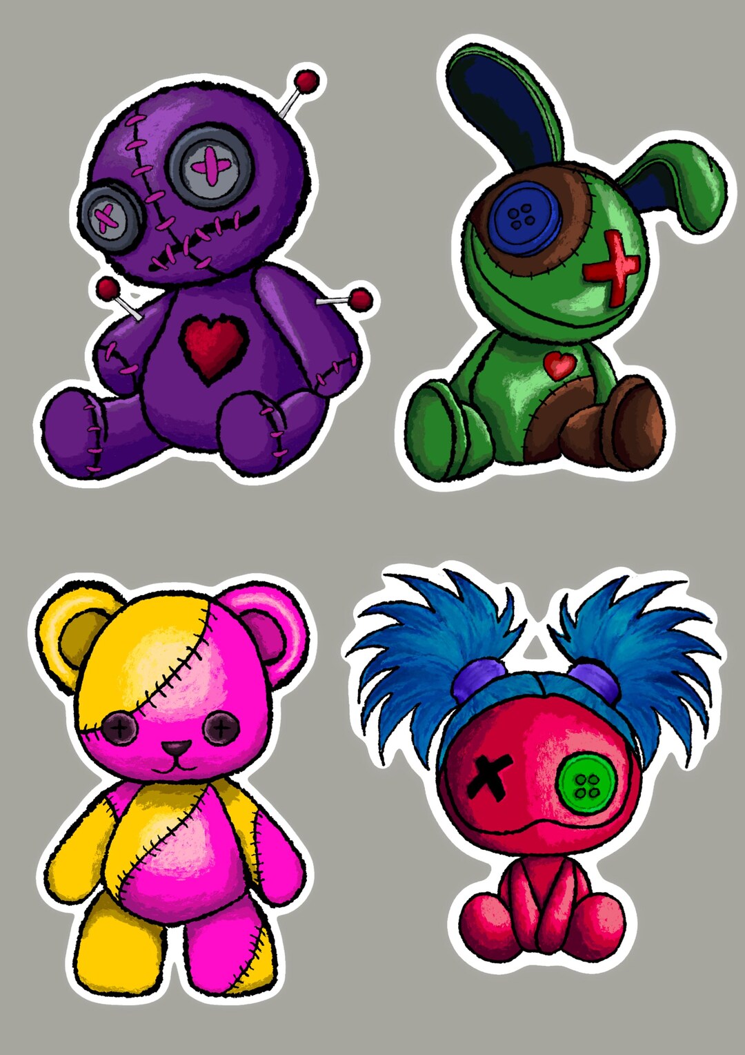 Colorful Voodoo Doll Illustration Set (PNG) - Etsy