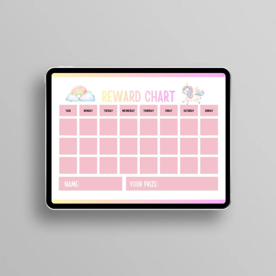 RAINBOW UNICORN Reward Chart for Kids | Behavior Chore Tracking ...