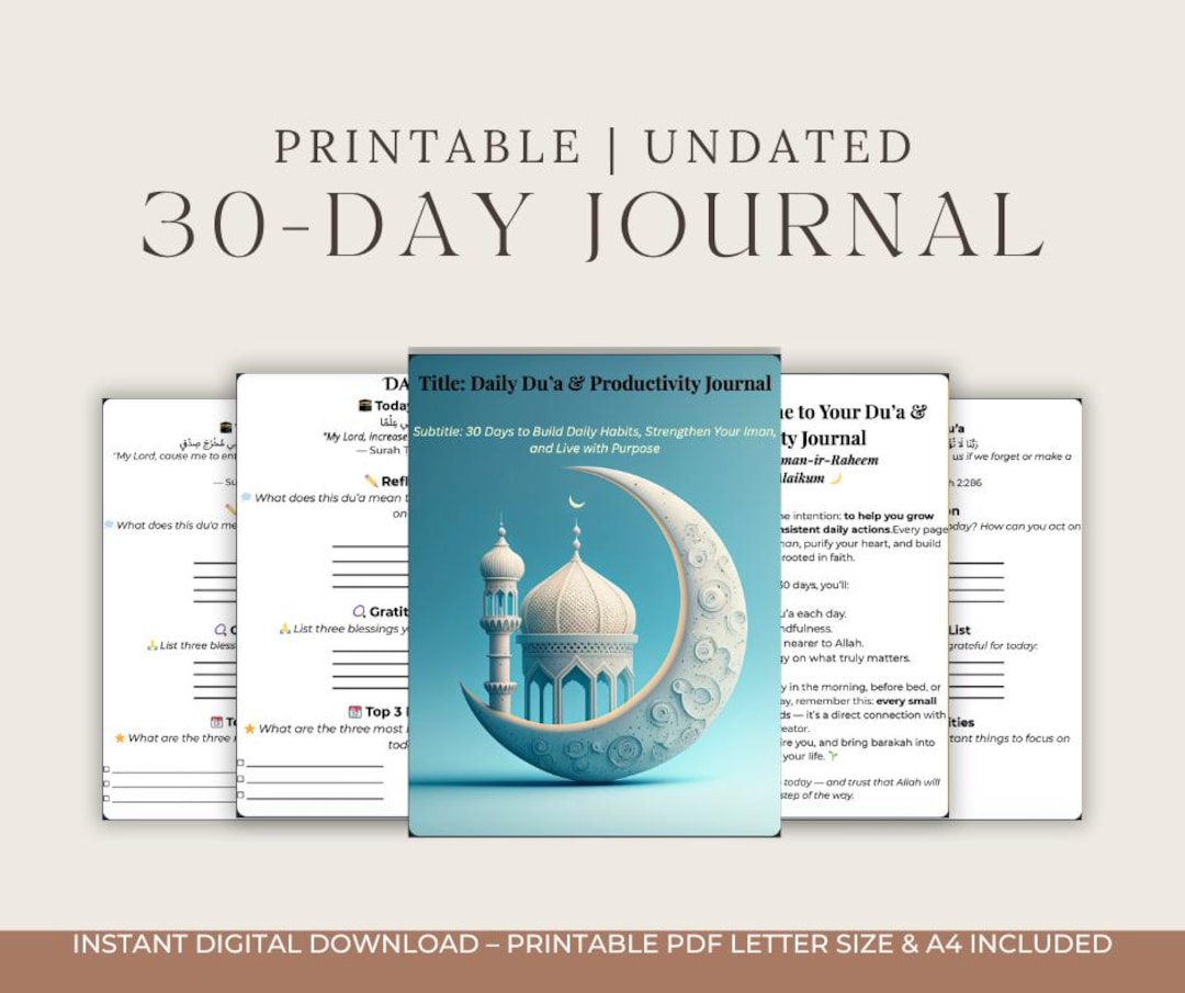 30-day Islamic Du’a & Productivity Journal | Digital Download - Etsy