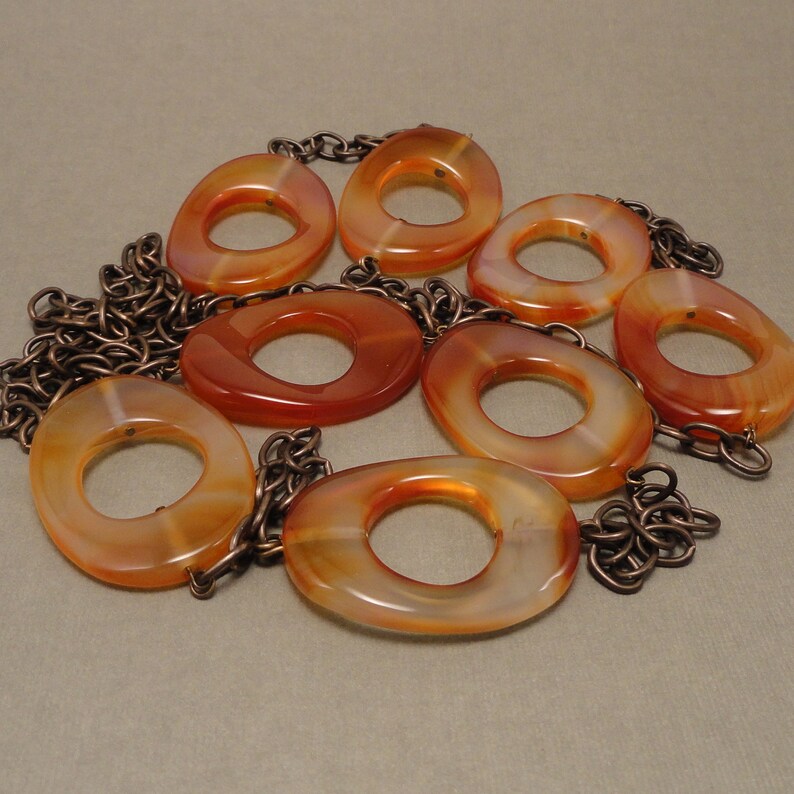 Carnelian Flat Oval Donut Necklace - Etsy
