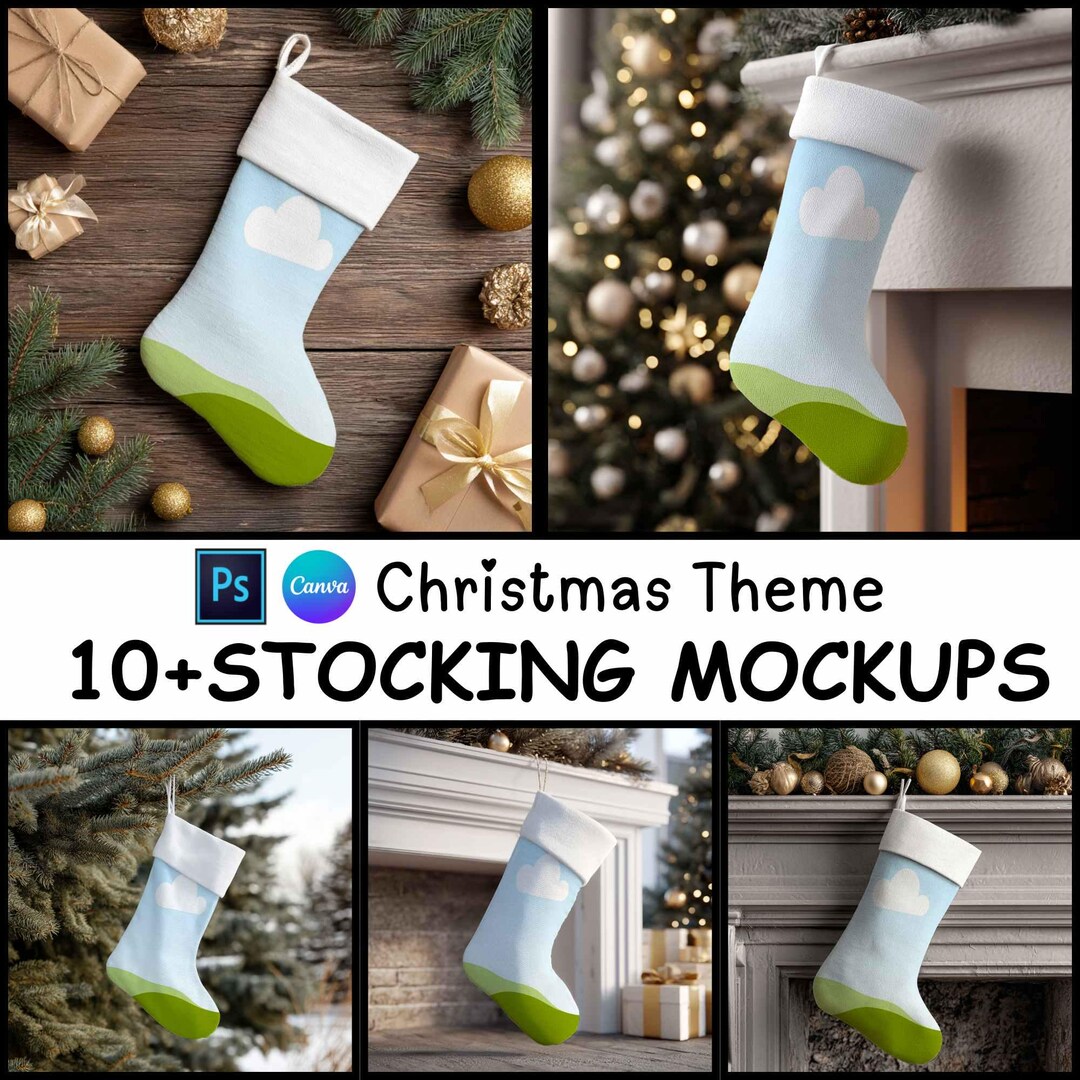 Christmas Stocking Mockup, Santa Stocking, Canva and PSD Template ...