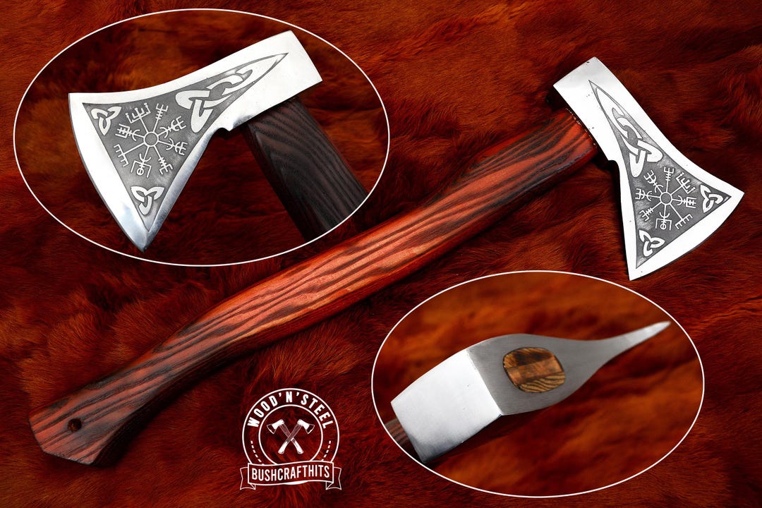 Hand-forged Axe | Etched Carbon Steel Head | Fire-forged Engraved Axe ...