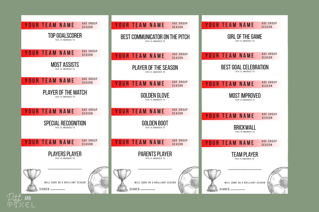 Editable Football Award Certificates | End of Season Awards ...