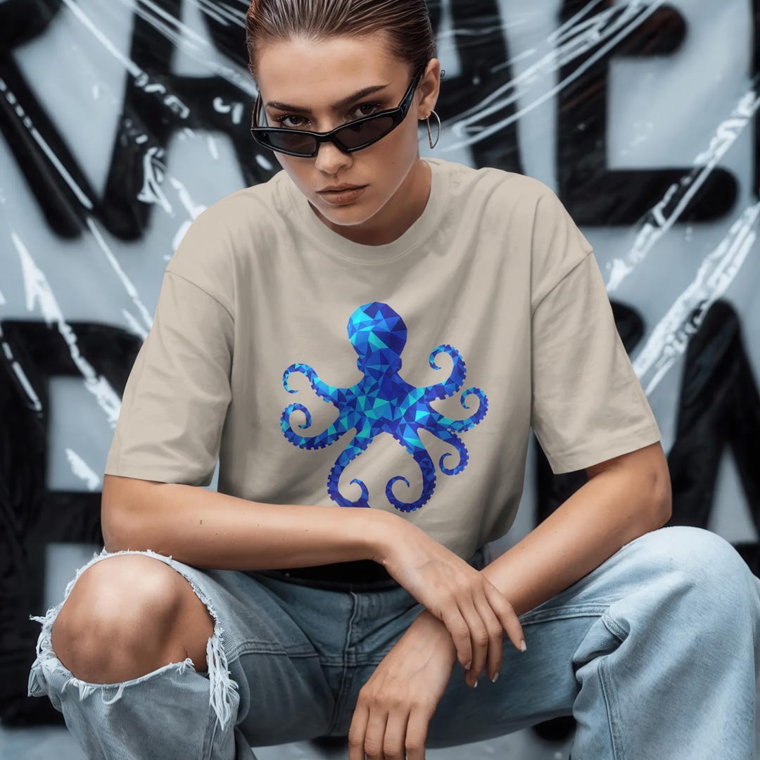 Low Poly Octopus | Geometric Ocean Core | Marine Biology & Scuba Tee - Etsy