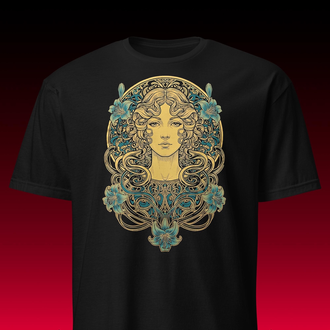 Art Nouveau Lady Tee | Mucha Aesthetic | Vintage Floral Art - Etsy