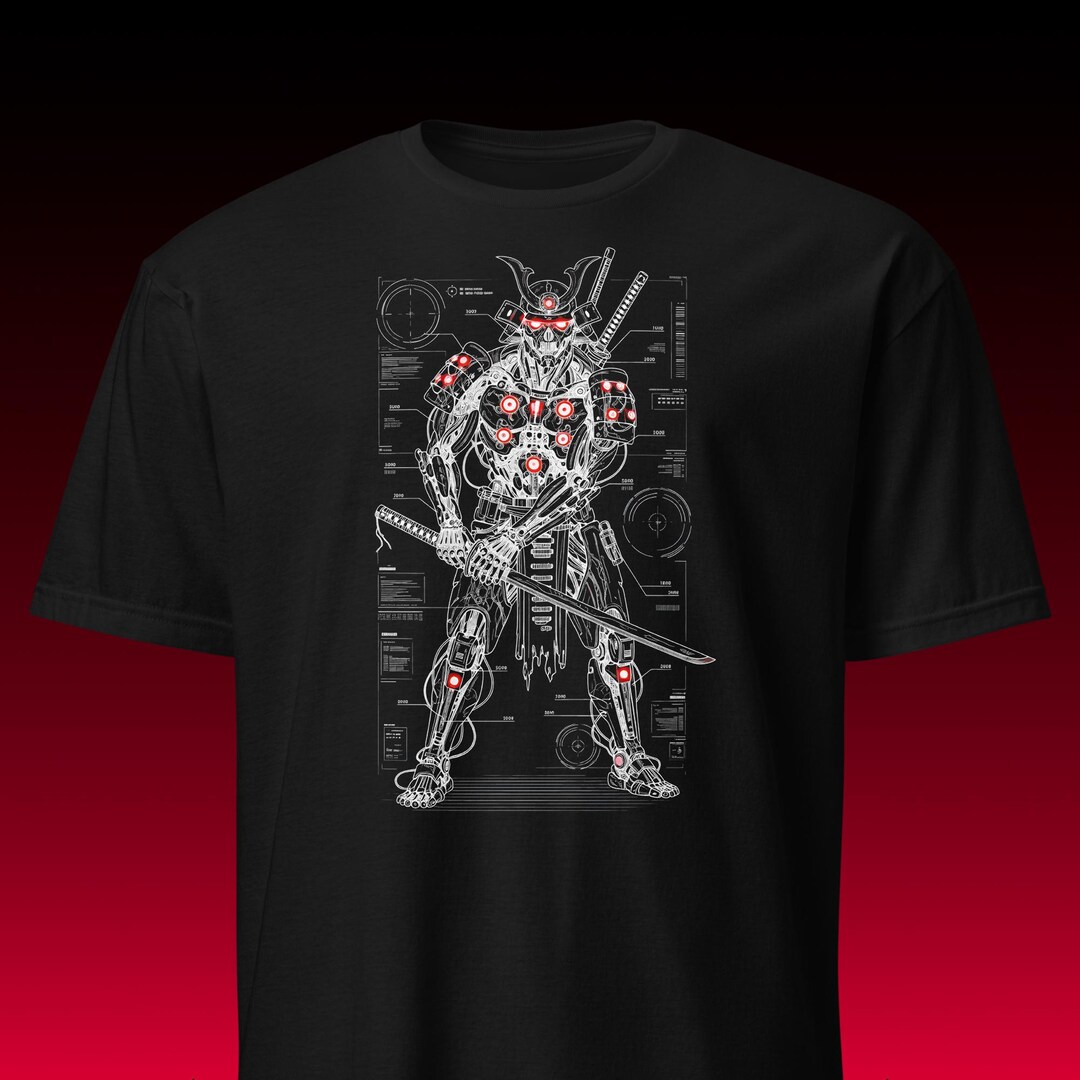 Cyberpunk Samurai Tee | Mecha Ronin Blueprint | Future Techwear - Etsy