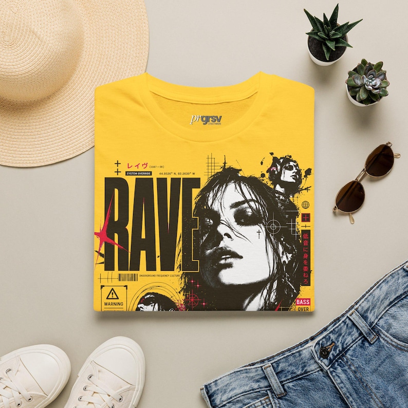 Rave Shirt With Bass Slogan and Edgy Portrait Design for Music Lovers ...