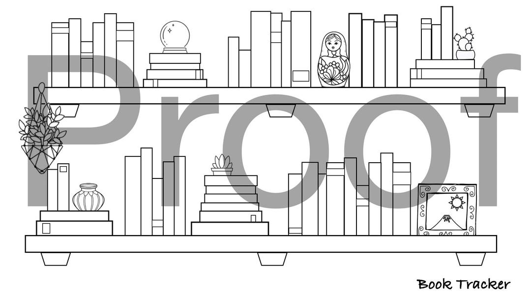 Printable Book Tracker Coloring Page- Shelves - Etsy