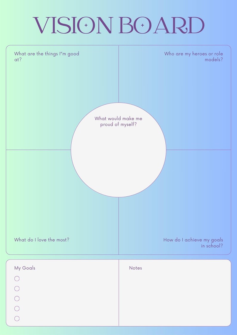 Printable Vision Board: Goal Setting for Primary Students (PDF) - Etsy