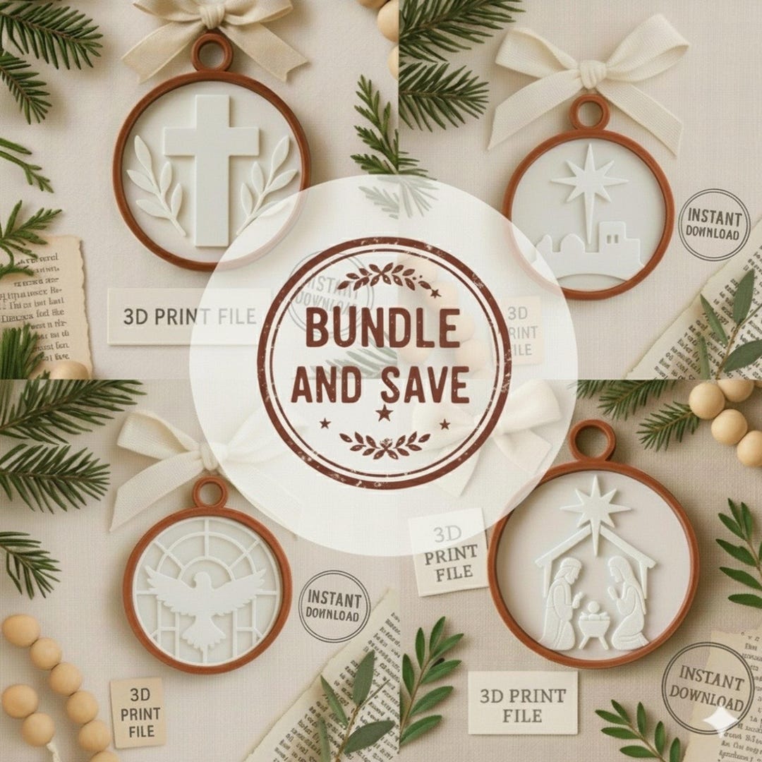 Christian Ornament 3D Print Files – Nativity, Cross, Star (STL Bundle ...