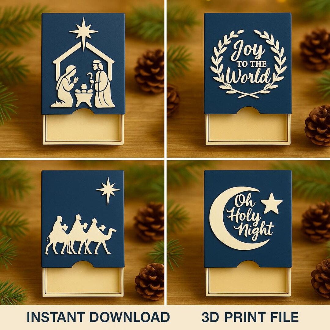 Christmas Gift Card Box Matchbox Sleeve Bundle – 5 STL Files Set - Etsy