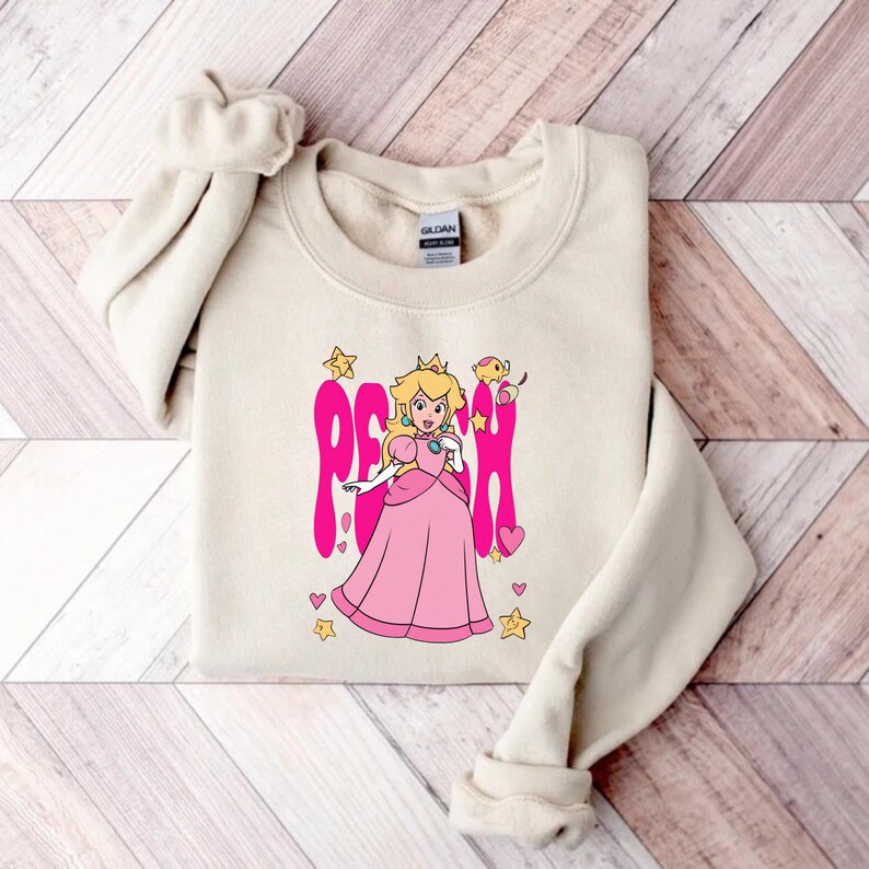 Mario Princess Girls Sweatshirt, Princess Peach Mario Hoodie, Princess ...