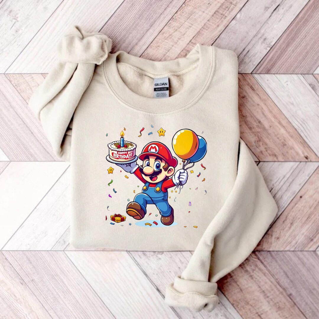 Super Mario Birthday Sweatshirt, Super Mario Sweatshirt, Super Mario ...