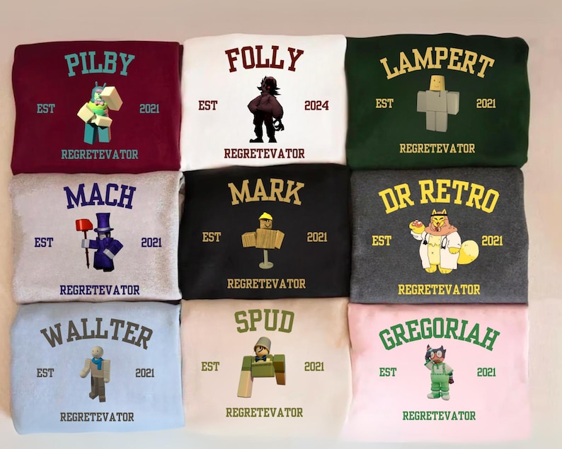 Roblox Regretevator Sweatshirt: Wallter, Mark, Lampert, Spud, Dr. Retro ...