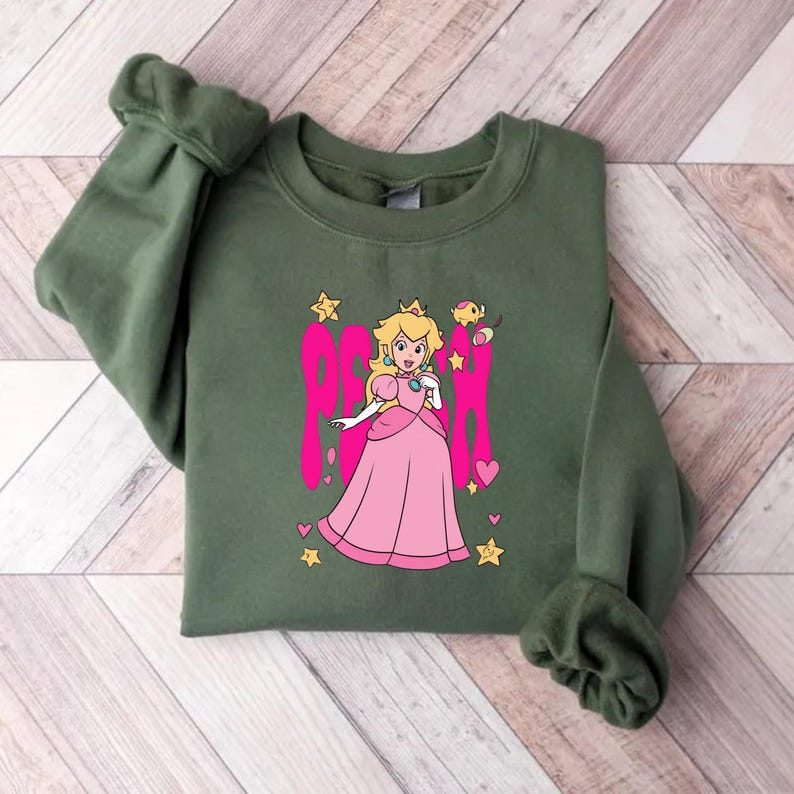 Mario Princess Girls Sweatshirt, Princess Peach Mario Hoodie, Princess ...