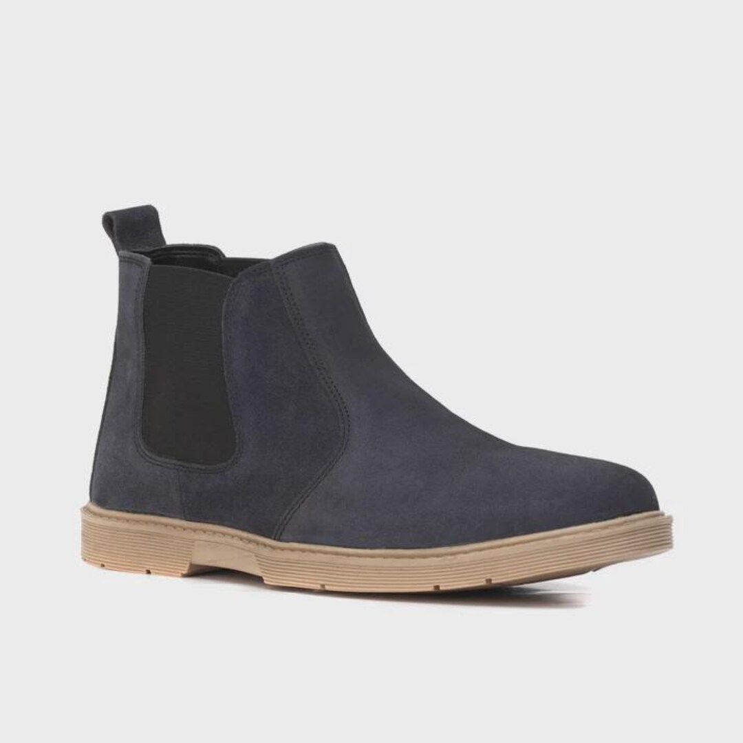 Blue Suede Chelsea Boots | Handmade Leather Ankle Boots - Etsy