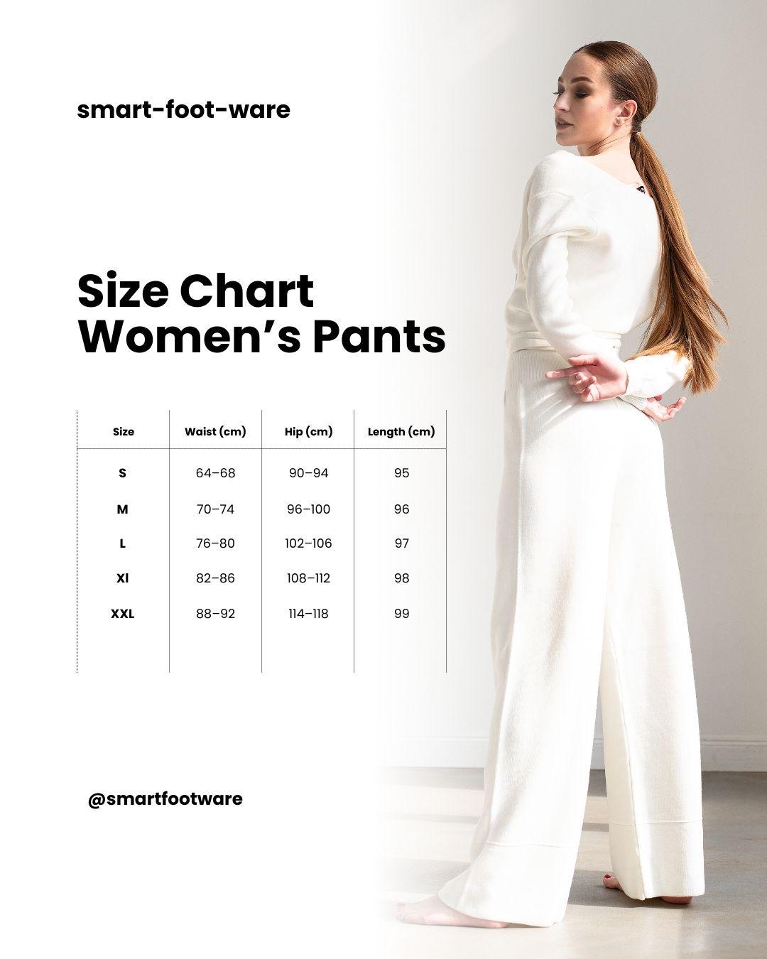 Pants Size Chart for Women’s Size - Conversion – Waist, Hip & Length ...