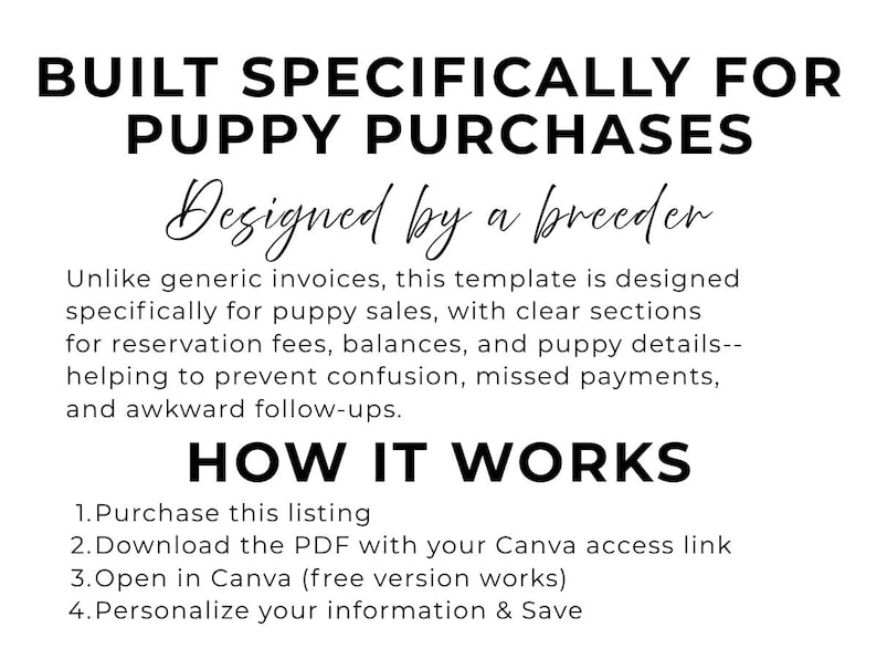 Editable Puppy Breeder Invoice Template | Canva Dog Breeder Invoice ...