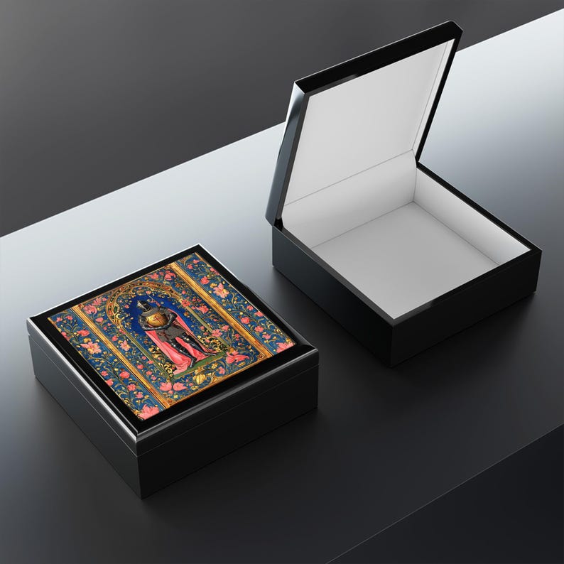 Catholic Keepsake Box – Knight Templar Manuscript Tile‑top Chest ...