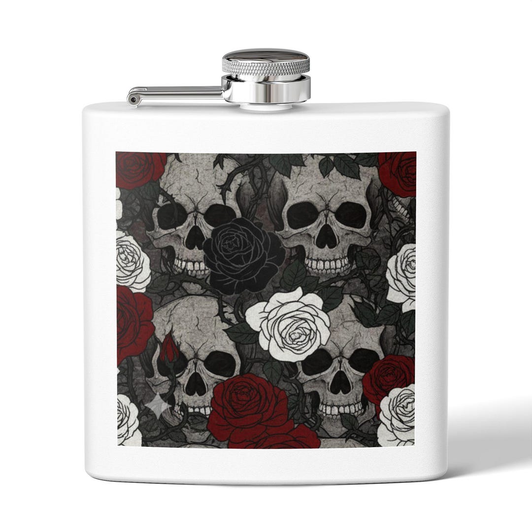 Gothic Skull Flask | 6oz Stainless Steel Hip Flask for Parties ...