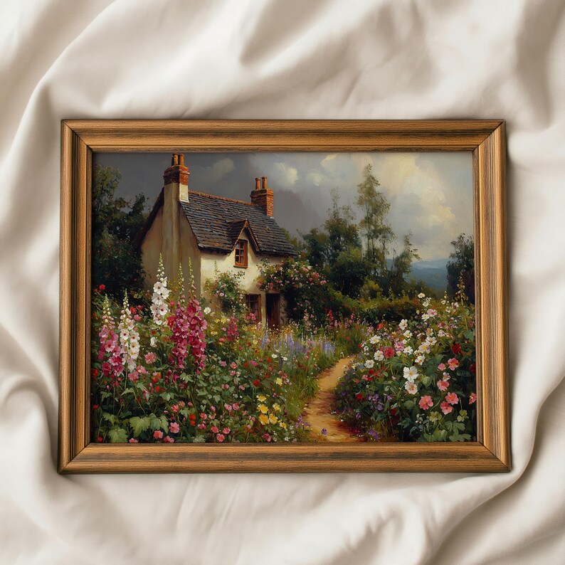 Printable Cottage Garden Wall Art, Cottage Core Decor, Spring Landscape ...